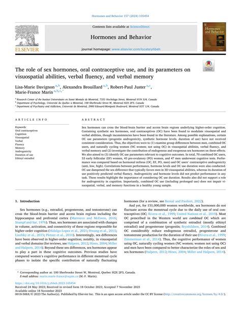 pdf the role of sex hormones oral contraceptive use and its