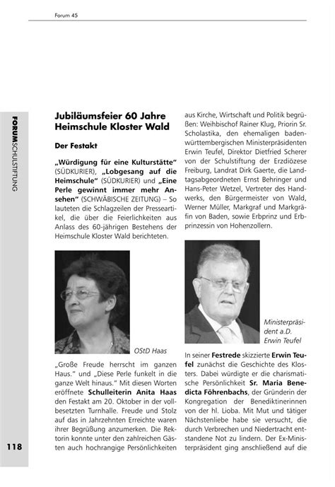 Jubiläumsfeier 60 Jahre Heimschule Kloster Wald Schulstiftung