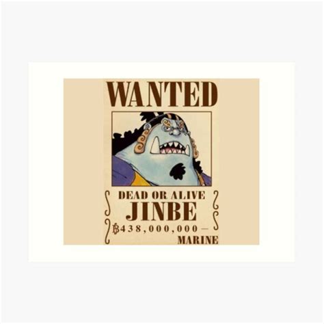 One Piece Jinbe Current Wanted Poster One Piece Wanted Poster Art