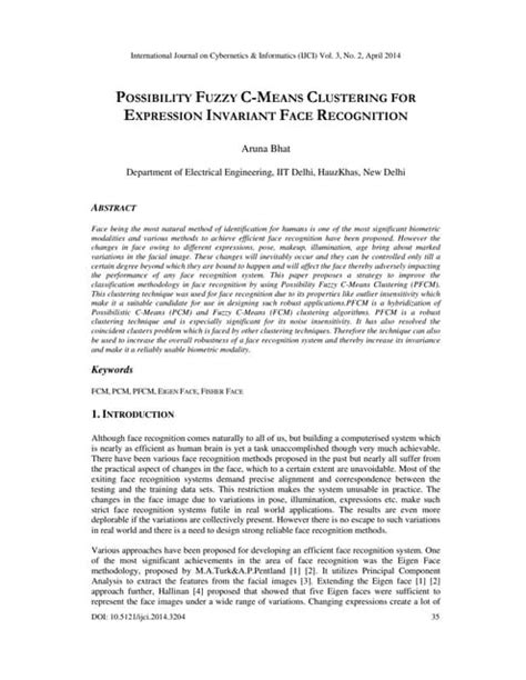 possibility fuzzy c means clustering for expression invariant face