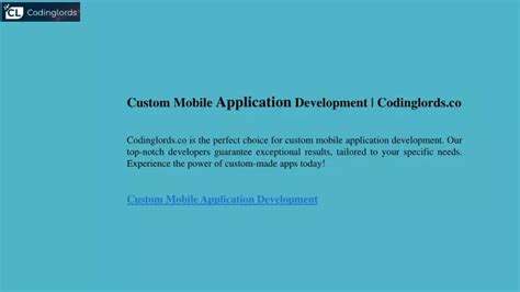 Ppt Custom Mobile Application Development Powerpoint