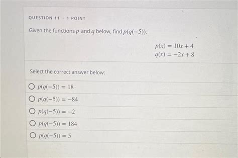 solved given the functions p and q below find p q −5