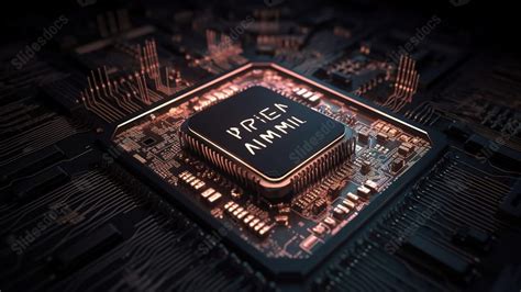 Motherboard Chip Illuminated By Vibrant Circuit And Ai Text Powerpoint Background For Free