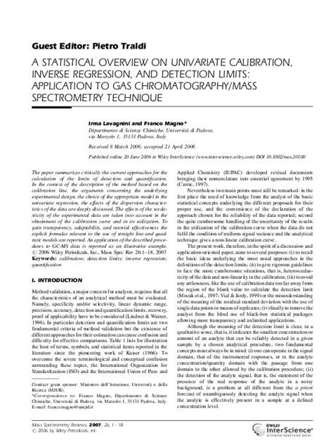pdf a statistical overview on univariate calibration inverse