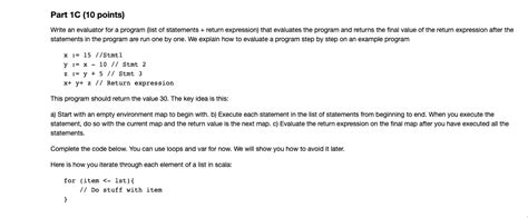 Solved Write An Evaluator For A Program List Of Statements
