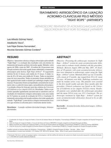 Pdf Arthroscopic Treatment Of Acromioclavicular Joint Dislocation By Tightrope Technique Arthrex