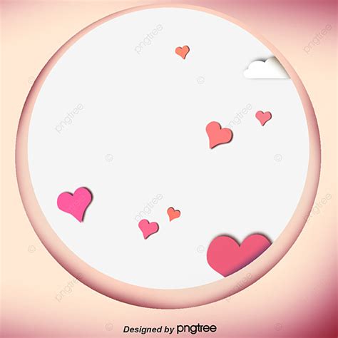 기하 원형 테두리 일러스트 입체 하트 장식 기하 클립지 스타일 원형 Png 일러스트 및 Psd 이미지 무료 다운로드