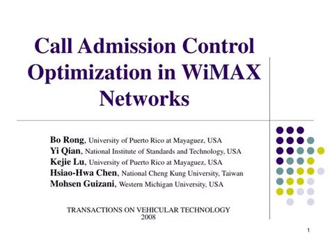 ppt call admission control optimization in wimax networks powerpoint