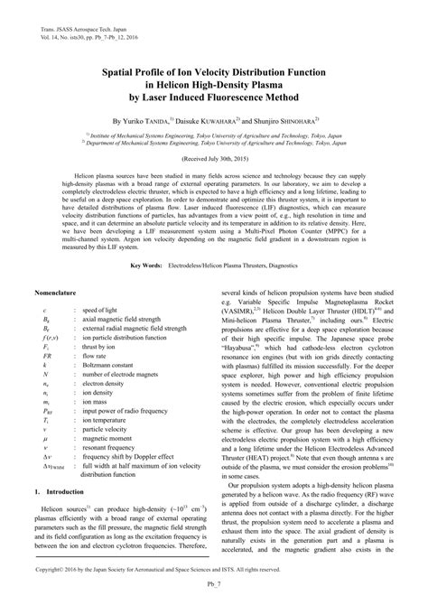 Pdf Spatial Profile Of Ion Velocity Distribution Function In Helicon