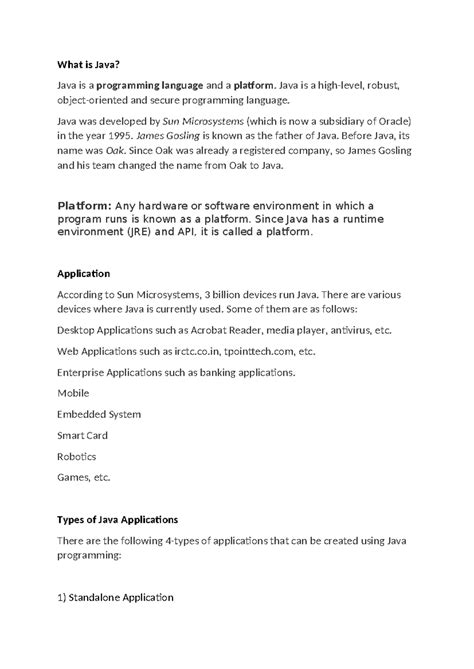 L 1 Java Programming Language Overview And Applications Studocu