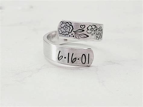 Personalized Date Wrap Ring Anniversary Wrap Ring Wedding Day Ring