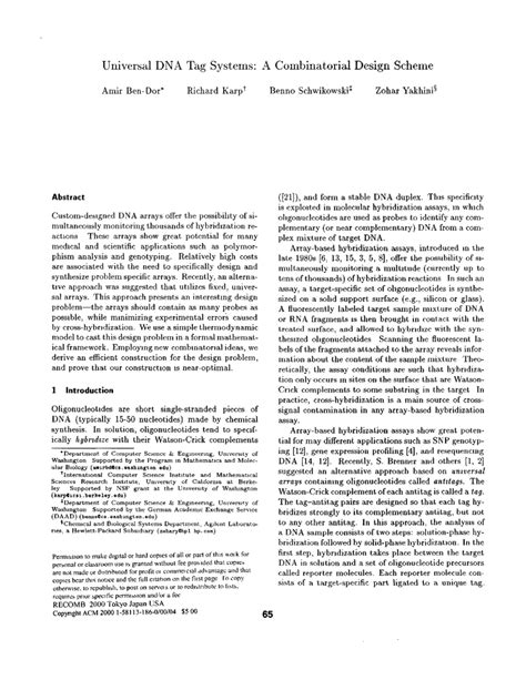 PDF Universal DNA Tag Systems A Combinatorial Design Scheme