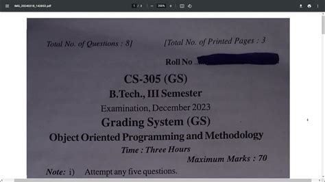 Btech Rgpv Object Oriented Programming Methodology 2023
