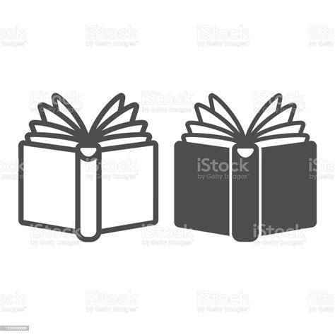 오픈 북 페이지 책 표지 라인과 단단한 아이콘 교육 개념 흰색 배경에 교과서 벡터 기호 모바일 개념 및 웹 디자인을위한 개요 스타일 아이콘 벡터 그래픽 10에 대한 스톡