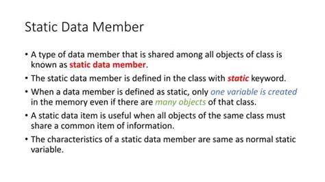 Static Members In Object Oriented Programpptx