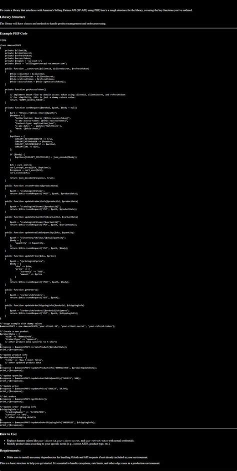 Php Library For Amazon Sp Api Integration Freelancer