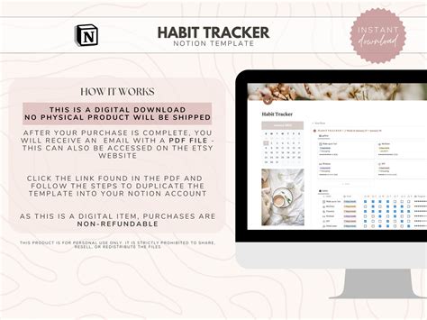 Notion Habit Tracker Notion Dashboard Notion Templates Digital Habit Tracker Etsy