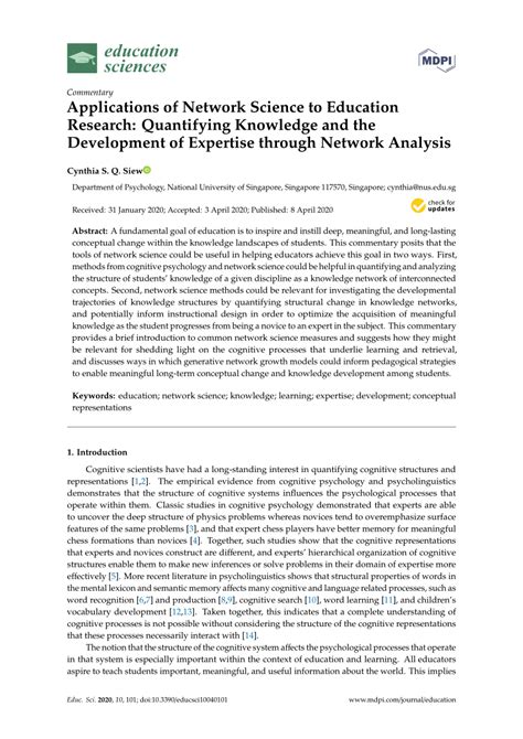 Pdf Applications Of Network Science To Education Research