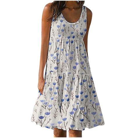 Frostluinai Summer Dress For Women 2023 Trendy Boho Floral Print Plus