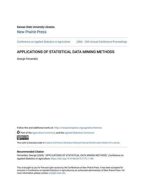 applications of statistical data mining methods pdf