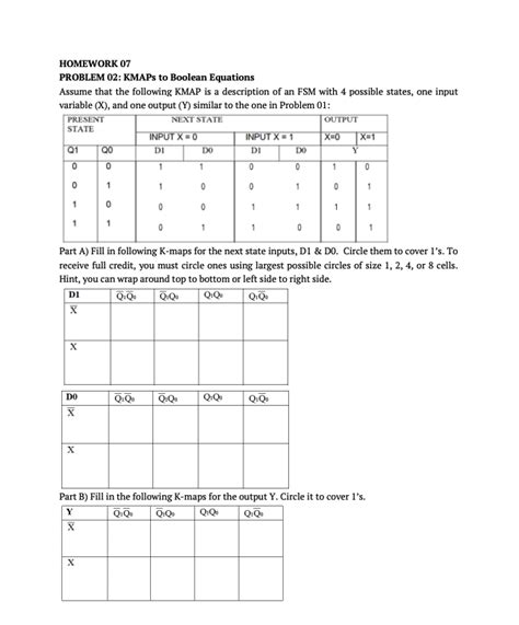 Solved Homework 07 Problem 01 Fsms To Kmaps Below Is A