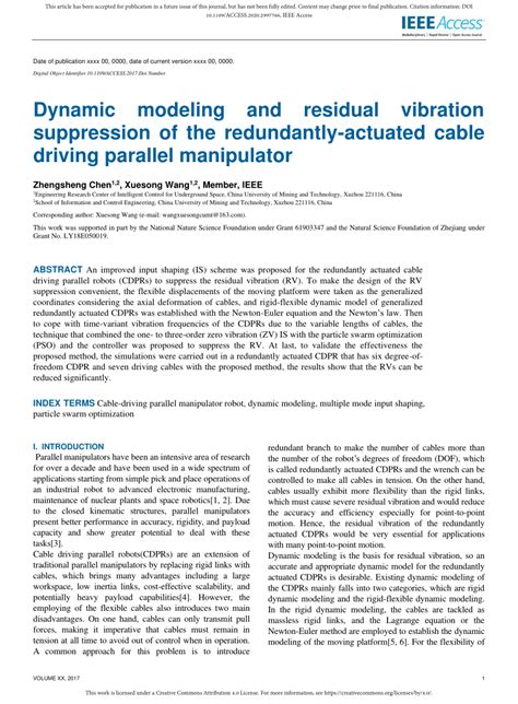 Pdf Dynamic Modeling And Residual Vibration Suppression Of The