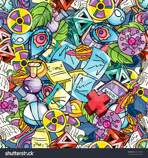 Science Illustration Colourful Molecules Seamless Texture Stock Vector Royalty Free 629176805