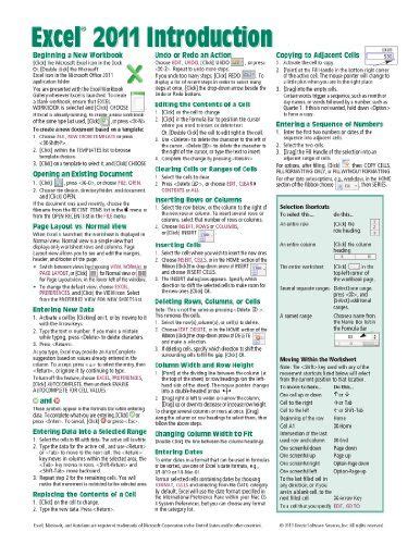 Excel 2011 For Mac Introduction Quick Reference Guide Cheat Sheet Of