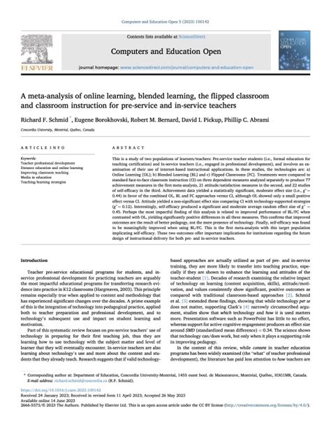 A Meta Analysis Of Online Learning Blended Learning The Flipped