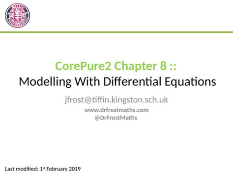 Core Pure Year 2 Chapter 8 Modelling With Differential Equations