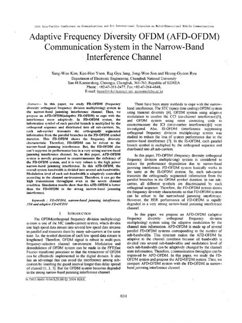 adaptive frequency diversity ofdm afd ofdm communication system in