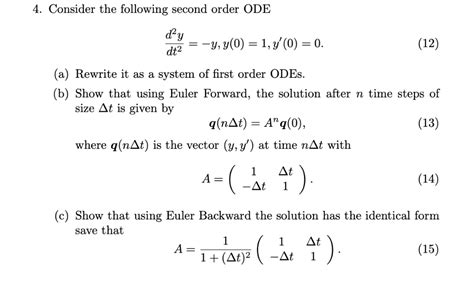 Consider The Following Second Order ODE Chegg