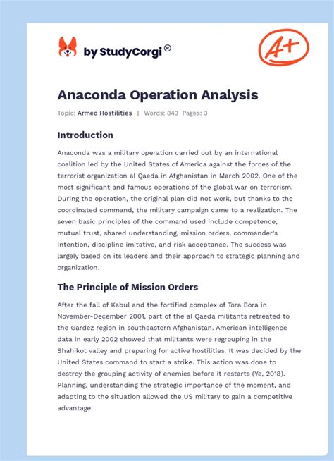 Anaconda Operation Analysis Free Essay Example