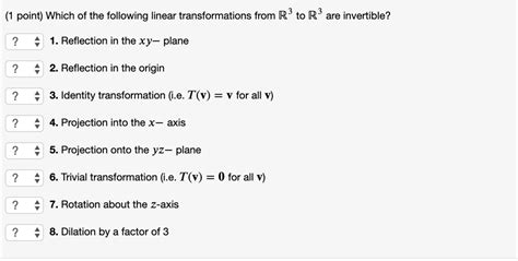 solved point which of the following linear transformations from r3 to