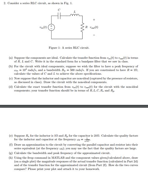 Solved 2 Consider A Series RLC Circuit As Shown In Fig 1 Chegg Com