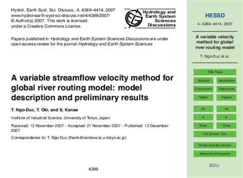 Pdf A Variable Streamflow Velocity Method For Global River Routing