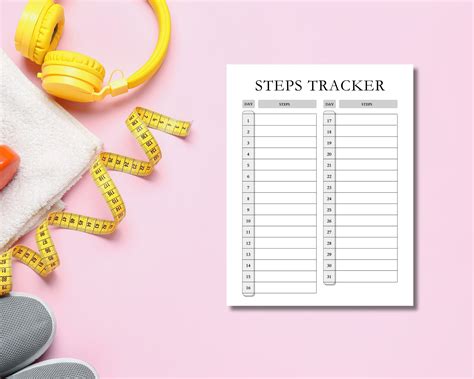 Step Tracker Digital Step Tracker List Printable Step Tracker Template Monthly Step Tracker