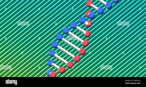 Composition Of Macro Of Dna Strand On Striped Background Stock Photo