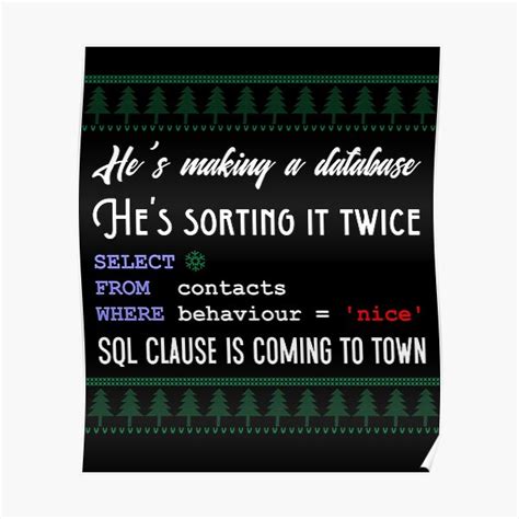 Funny SQL Programmer Database Christmas Admin DBA Poster For Sale By