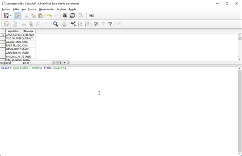 Selección de campos en una instrucción SQL en LibreOffice Base III Aplicaciones de Libre Uso