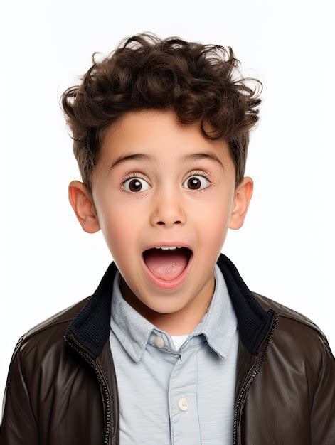 Un Niño Expresando Emociones Sorpresa Con La Boca Abierta Y Los Ojos