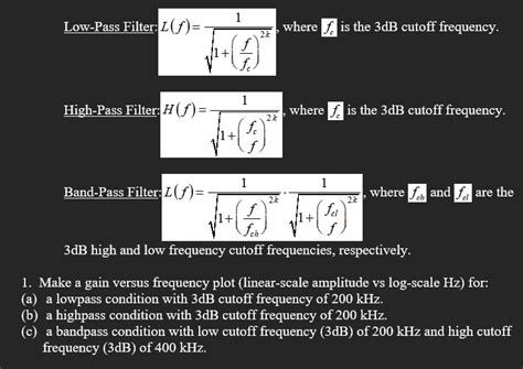 Solved Low Pass Filter Where Is The 3db Cutoff Frequency High Pass