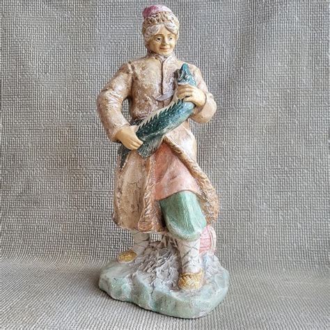 Большая статуэтка емеля со щукой 36см гипс кунгурский зхи ссср 50е гг — цена 830 грн в