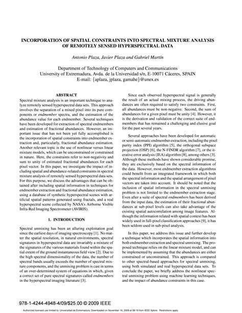 Pdf Incorporation Of Spatial Constraints Into Spectral Mixture Analysis Of Remotely Sensed