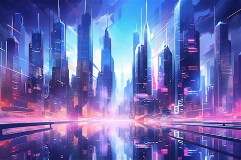 premium ai image futuristic metropolis city generative ai