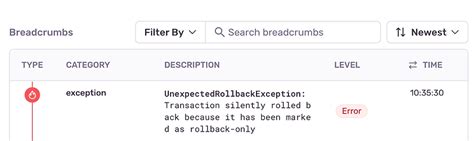 unexpectedrollbackexception과 예외를 잡아내지 못한 거짓 음성 테스트