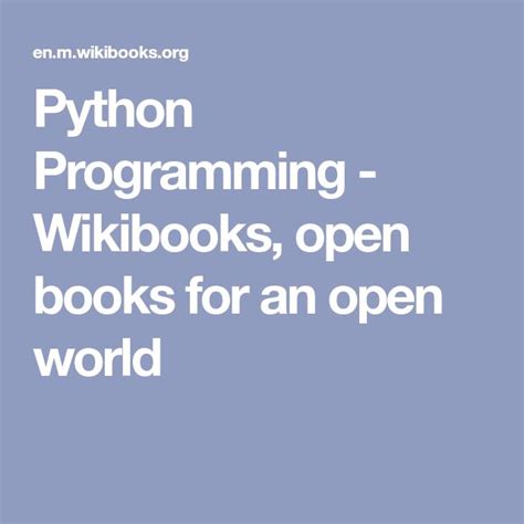 Python Programming Wikibooks Open Books For An Open World Python