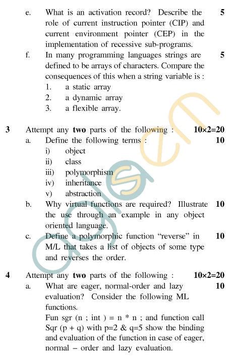aktu mca question papers mca 204 paradigms of programming aglasem