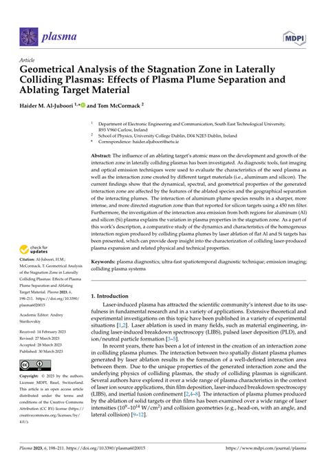 Pdf Geometrical Analysis Of The Stagnation Zone In Laterally Colliding Plasmas Effects Of