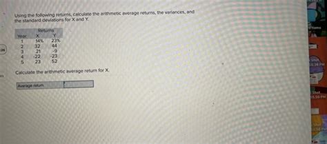 Solved Using The Following Returns Calculate The Arithmetic
